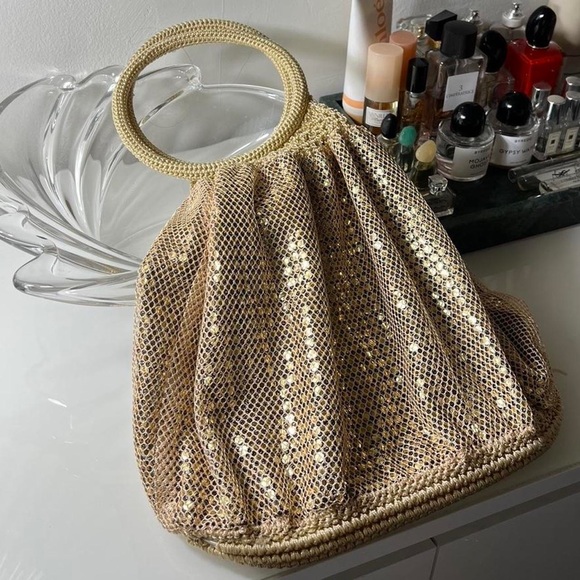 Bags | Metallic Woven Beach Bag | Poshmark